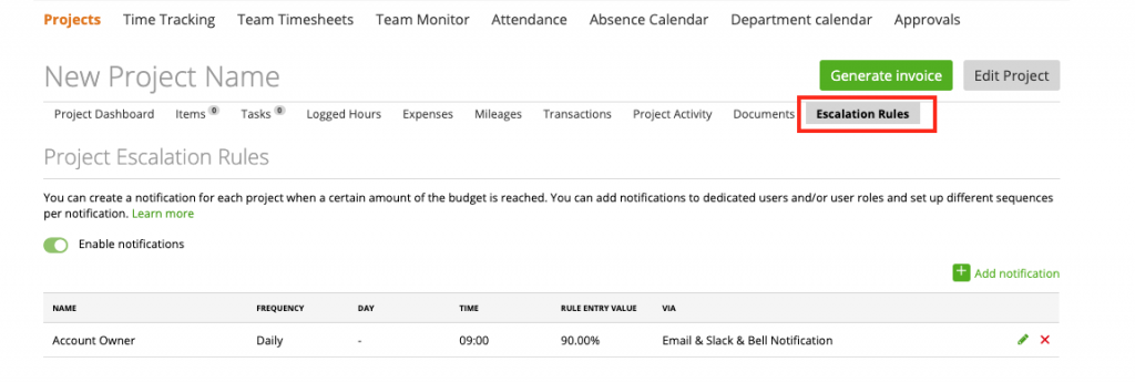 Project Escalation Rules – Zistemo Knowledge Base