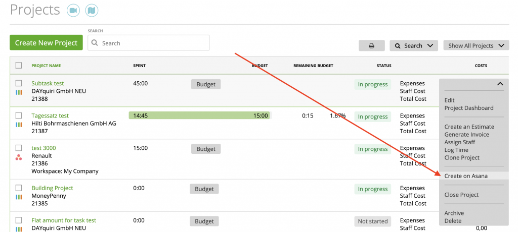 Create Projects in Asana – Zistemo Knowledge Base