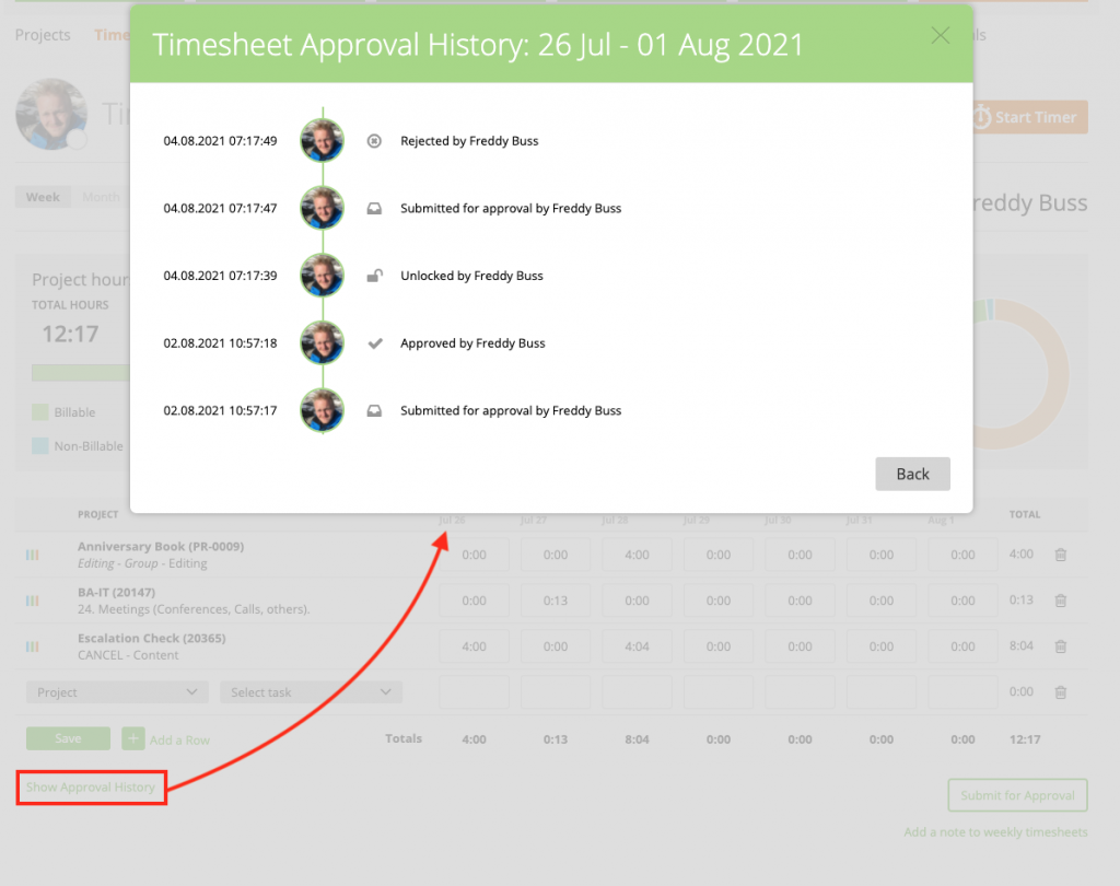 Timesheet Approval History Zistemo Knowledge Base