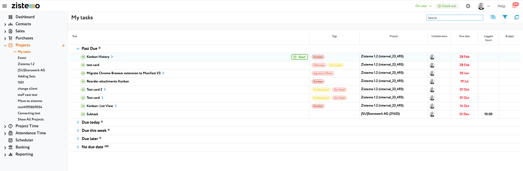 My Tasks – Zistemo Knowledge Base