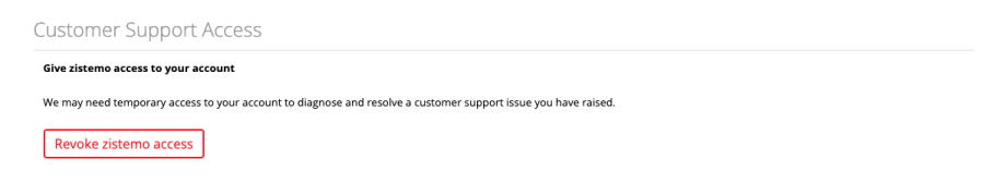 Customer Support Access – Zistemo Knowledge Base