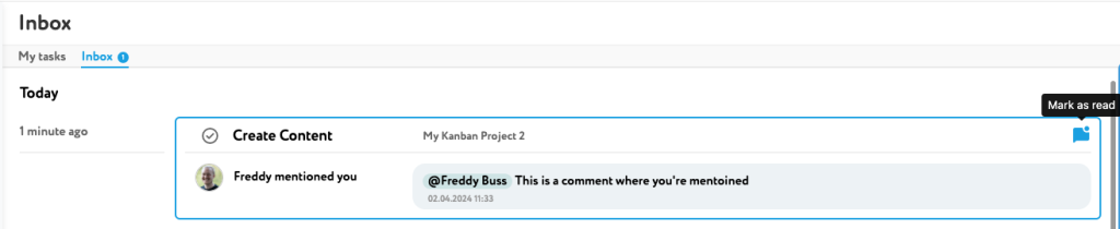 Inbox for task mentions – Zistemo Knowledge Base